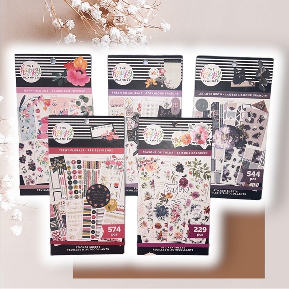 The Happy Planner | Design | Set Of 5 Floral The Happy Planner Sticker ...